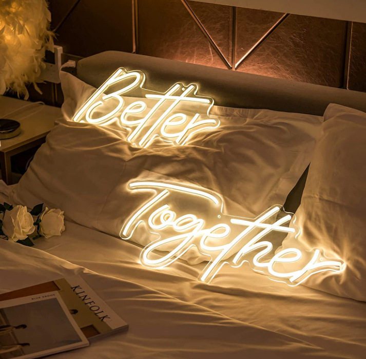 BetterTogether霓虹灯招牌婚礼聚会墙装饰霓虹标志拍照派对粉白色