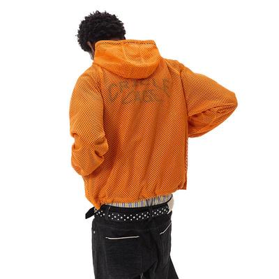 环洞连帽网眼拉链外套