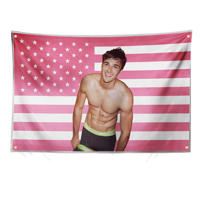 Jacob Elordi 粉色美国国旗旗帜 90x150cm涤纶 室内装饰
