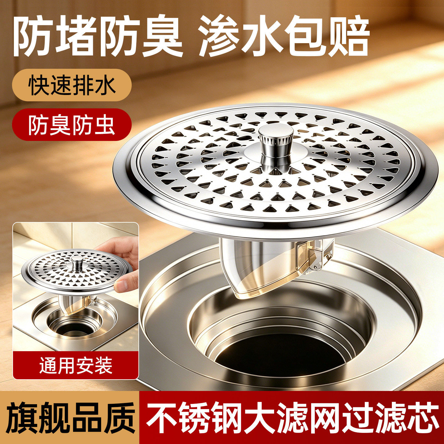地漏防臭器卫生间通用浴室毛发不锈钢过滤网下水道防返臭神器防虫