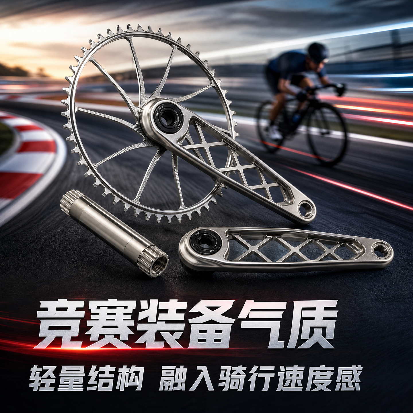CRUZbike全新钛合金公路车曲柄轻量CNC高端竟速牙盘曲柄中轴套装