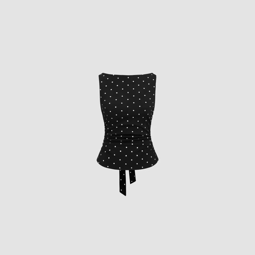 波点绑带女士无袖上衣Women's sleeveless topwithpolkadotstraps