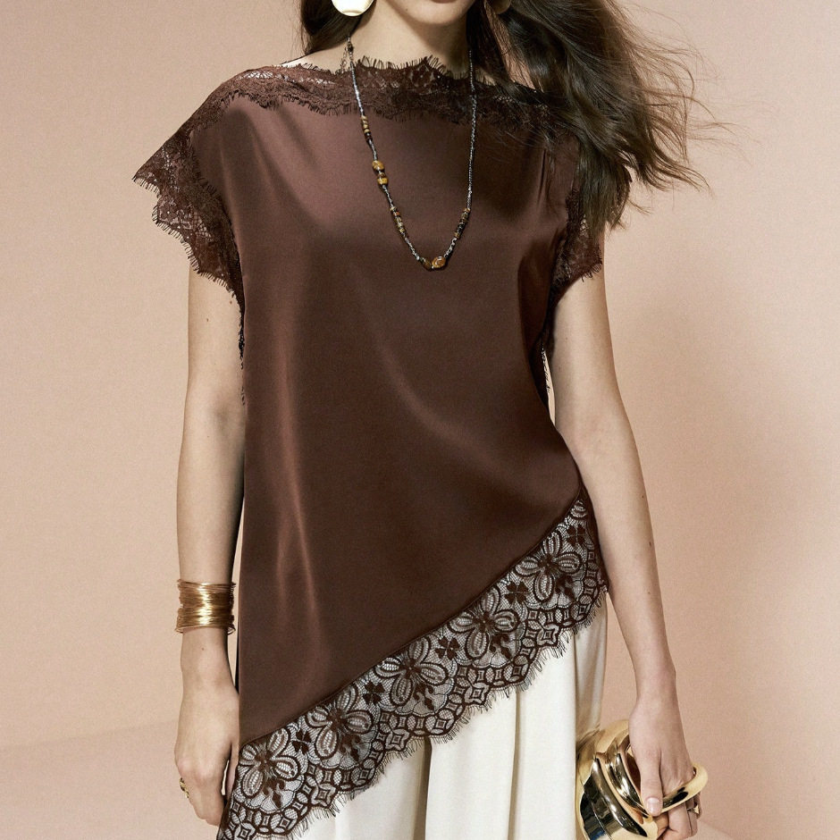 蕾丝拼接无袖女士上衣Lace patchwork sleeveless women's top