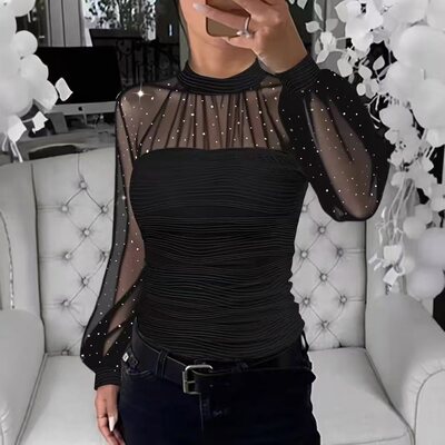 High-waisted Seamed Fitted Long Sleeve   高腰拼接修身长袖