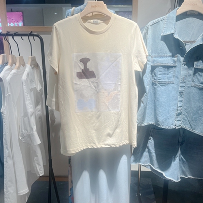 indicia6A403TX139F专柜正品标记女装印花短袖t恤女通勤吊牌价369