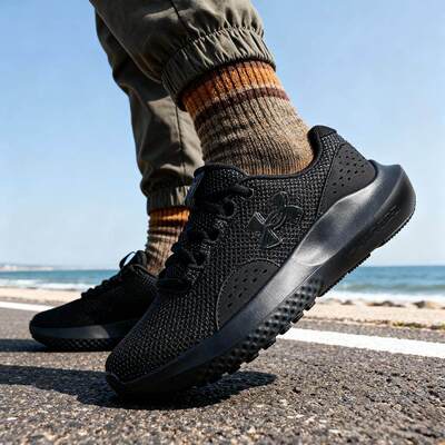 UA安德玛黑武士跑步鞋男女鞋新款网面CHARGED SURGE 4跑鞋运动鞋