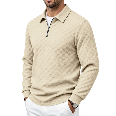 Half zip lapel casual top for men    半拉链翻领休闲上衣男