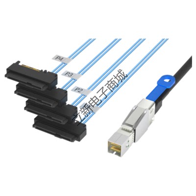 SFF8644转4SAS29+15PIN转接头