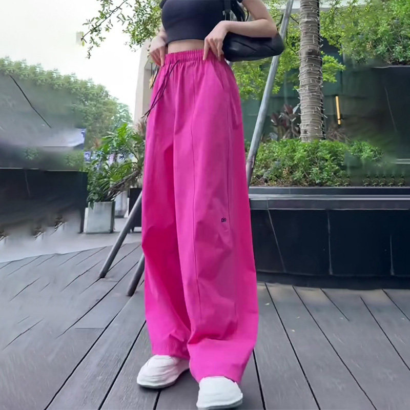 火龙果玫红色多巴胺工装裤女2026春夏新款轻薄防晒速干 干阔腿运