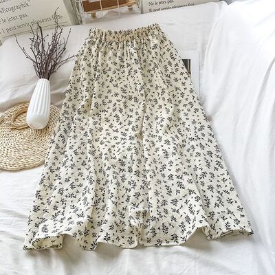 Summer high waist casual floral A-line skirt 女高腰碎花A字裙