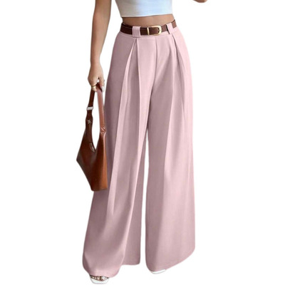 Ladies' high waisted casual wide leg pants女士高腰休闲阔腿裤