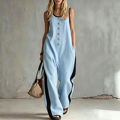 圆领无袖女士连体裤 Round neck sleeveless women's jumpsuit