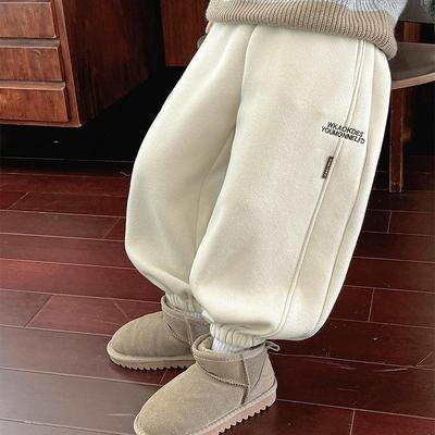 男童裤子冬装2025新款儿童秋冬款加厚一体绒宽松运动裤男孩冬季潮