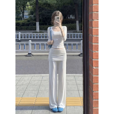 2026新款春季韩系高知白色套装修身显瘦懒人穿搭一整套休闲女夏季