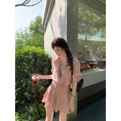 八盖pinkypiggy粉色衬衫套装