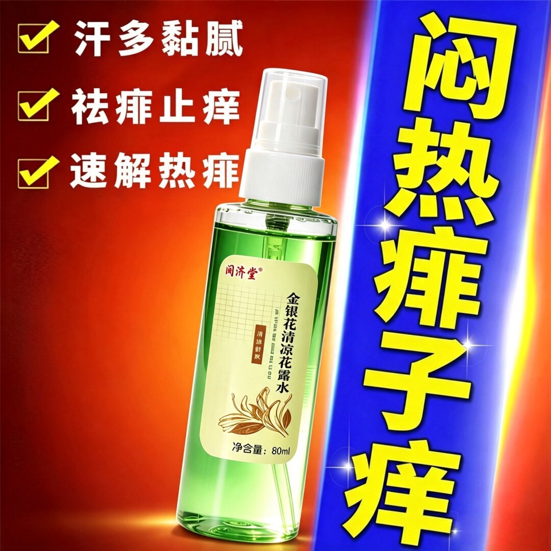 金银花露水喷雾热痱子水成人祛痱止痒红疹热疙瘩爽身粉老牌子正品