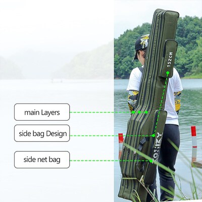 Portable Foldable Fishing Rod Carrier Fish Pole Tools Storag
