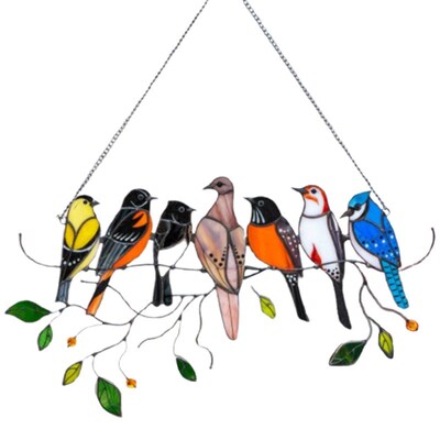 Multicolor Birds on a Wire High Stained Acrylic Suncatcher W