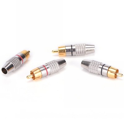 2pcs Balck + 2pcs Red RCA Plug Solder Audio Video Adapter Co