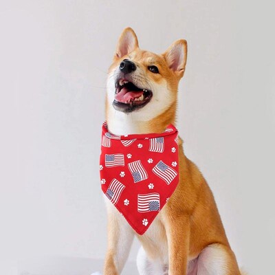 Dog  Cotton Bandana Triangle Bib Adjustable Scarf Collar