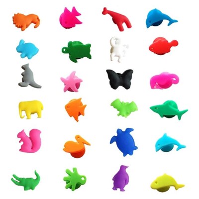 24pcs Wine Glass Markers Marine Terrestrial Animals Silicone