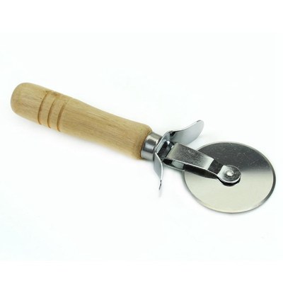 Stainless Steel Wood Handle Pizza Wheel Cutter Pastry Pasta