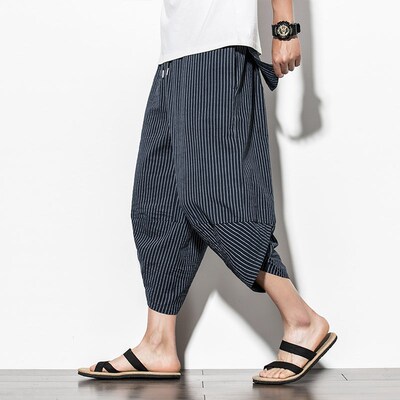 Baggy Cotton Harem Pants Men 2021 Summer Japanese Vintage St
