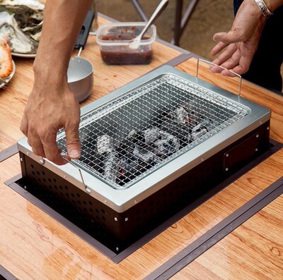 Charcoal barbecue Grills on Table  Embeddable Portable Outdo