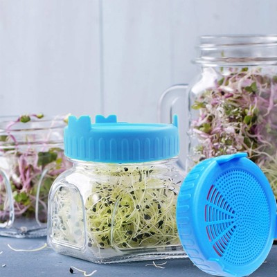 2pcs Grow Bean Sprouts Alfalfa Salad Sprouts Lids Plastic Ja