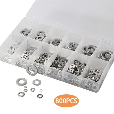 800pcs Stainless Steel Washers M2/2.5/3/4/5/6/8/10/12 304 St