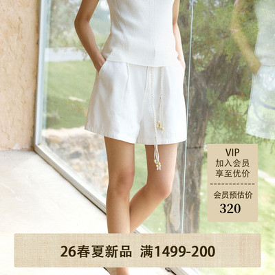 AIRIQI26夏新款棉麻牛仔短裤
