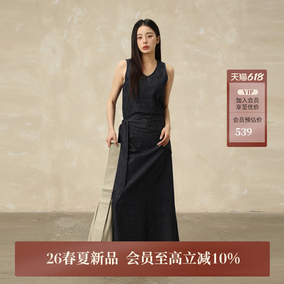 AIRIQI26夏新款侧边腰巾连衣裙