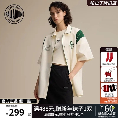 PALLADIUM帕拉丁夏季复古运动图案印花男女款短袖衬衫外套1011341