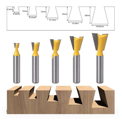 8mm Shank Dovetail Joint Router Bits 14 Degree trowel Woodwo