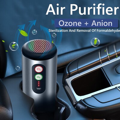 Portable Car Air Purifier USB Rechargeable Ionizer Ozone Gen