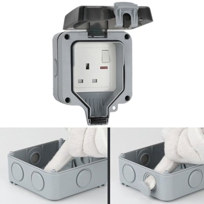 IP66 Weatherproof Outdoor Wall Power Socket 13A Single Stand