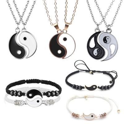 Couple Bracelets Necklaces Chinese Tai Chi Fengshui Hematite