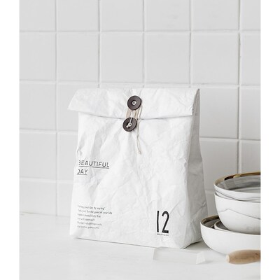 Brown Paper Cooler Bag Printed Kitchen Storage Reusable Insu