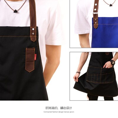 denim canvas apron korean fashion coffee shop chef paint