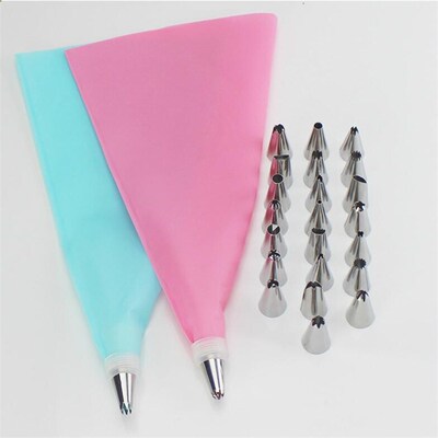 26Pcs/Set Silicone Pastry Bag Tips Kitchen DIY Cake Icing Pi
