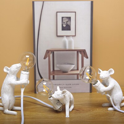 Modern Resin Animal Mouse Table Lamp Small Mini Rat Cute Nig