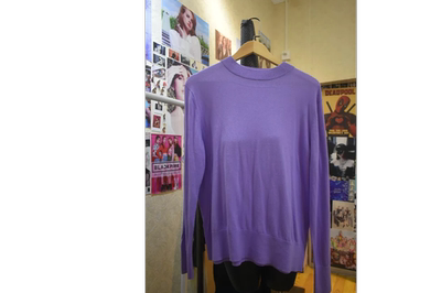 monki紫色圆领长袖针织衫商场撤柜品牌