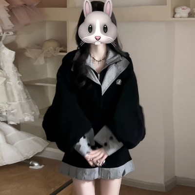 巨好看秋冬穿搭一整套ootd漂亮韩系学院风黑色套装裙子女2025新款