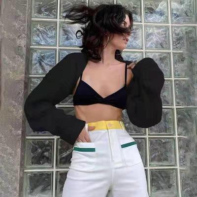 Long Sleeve Wool Top Sexy Bat Sleeve Short Sweater Shawl