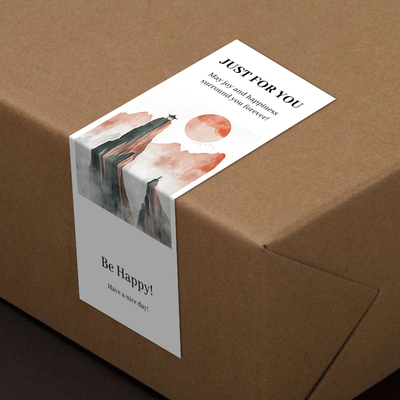 gytz7682旭日东升夕阳晚霞山水鎏金大海金色太阳不干胶贴纸封口贴