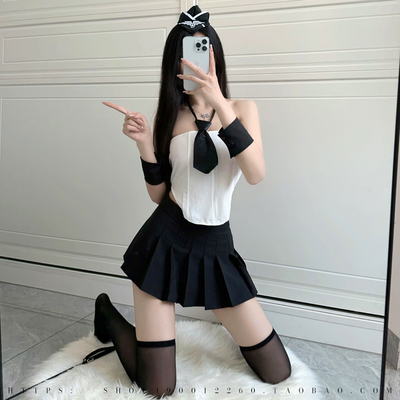 性感学院风抹胸秘书学生装