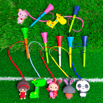 10Pcs Golf Rubber Tees With Handmade Different Cartoon Patte