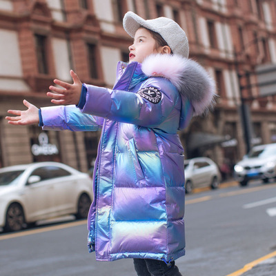 2022 Winter Down Jacket For Girls Coat Waterproof Shiny Hood