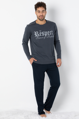 Men Pajama Set Soft Comfortable Spring Autumn Winter Long Sl