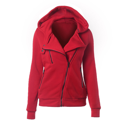 Hoodies Women Zip Up Hoodie  Red Plus Size Clothing Casual